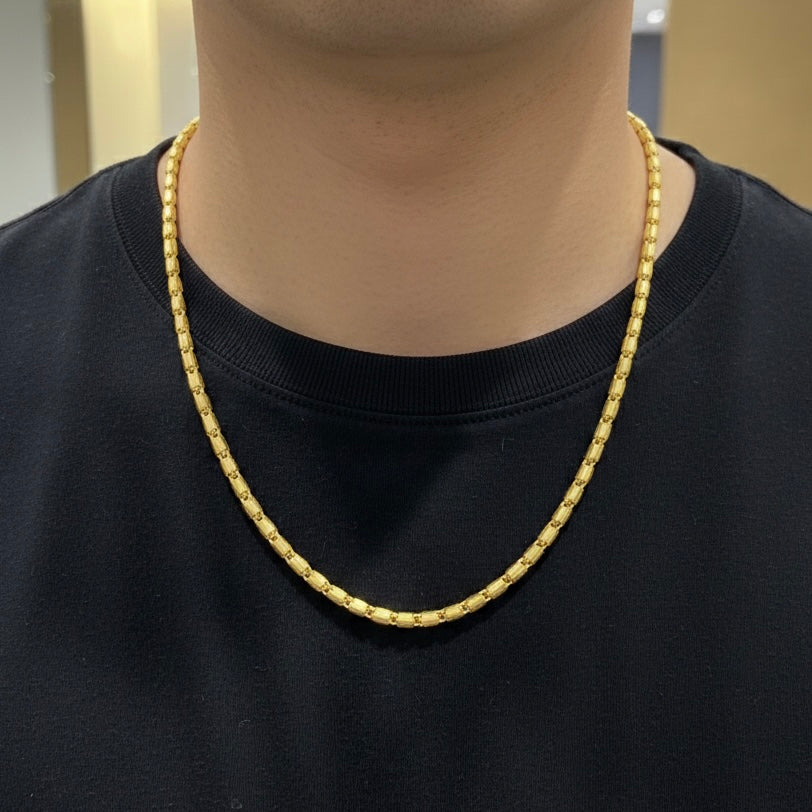 24K Yellow Gold 5MM Barrel Link Chain– Ta Jewelers