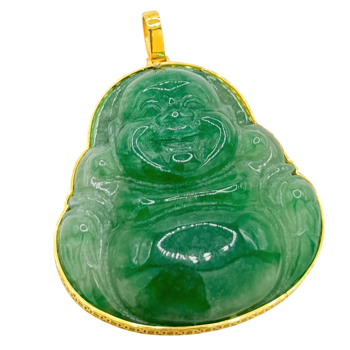 Green Jade Buddha w/ Money Coin Frame– Ta Jewelers