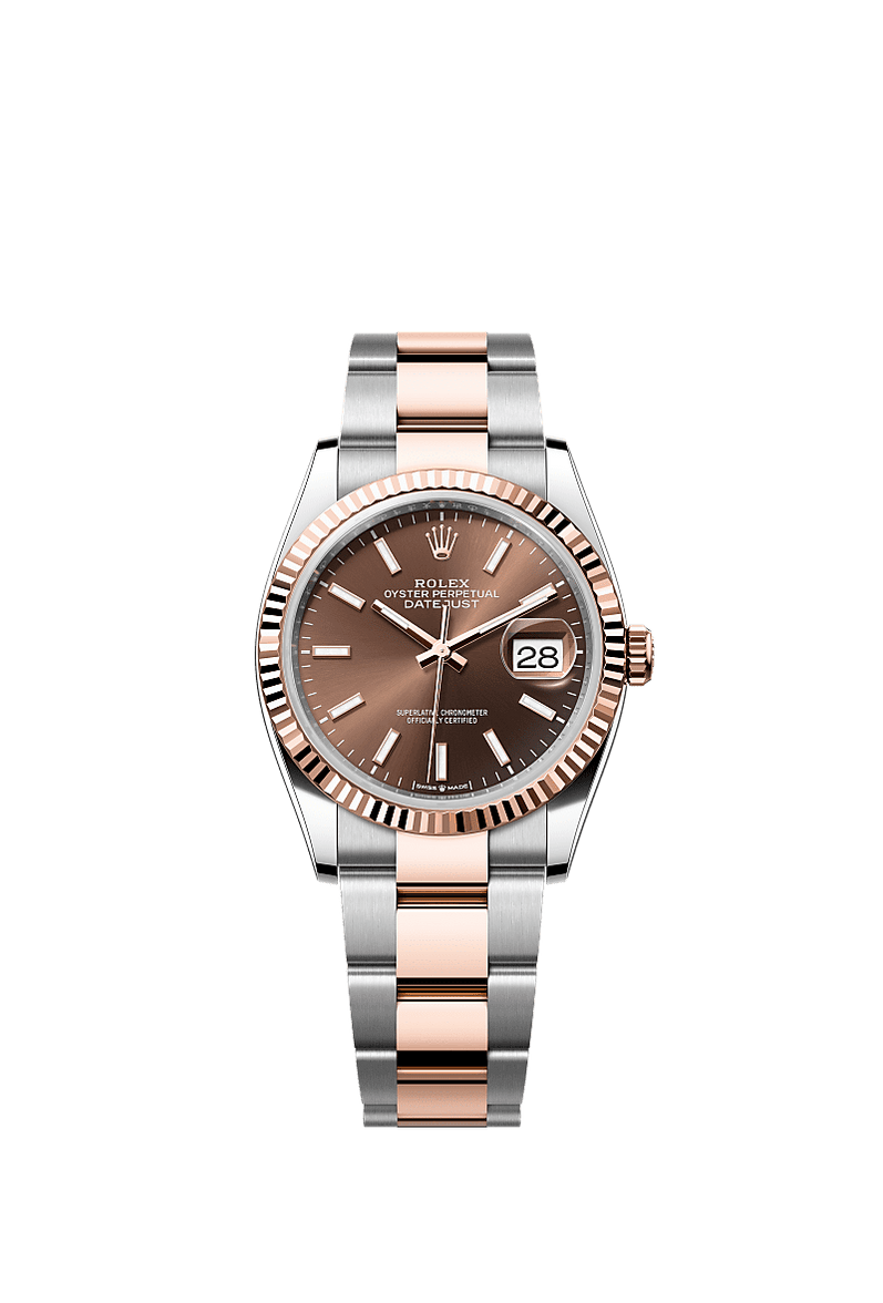 Rolex Two-Tone (RG/SS) Datejust - 36mm - Chocolate - Oyster– Ta Jewelers